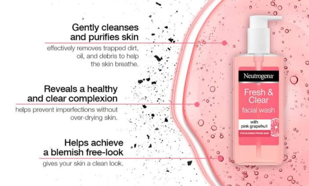 Neutrogena Fresh & Clear Pink Grapefruit Facial Wash, For Blemish Prone ...